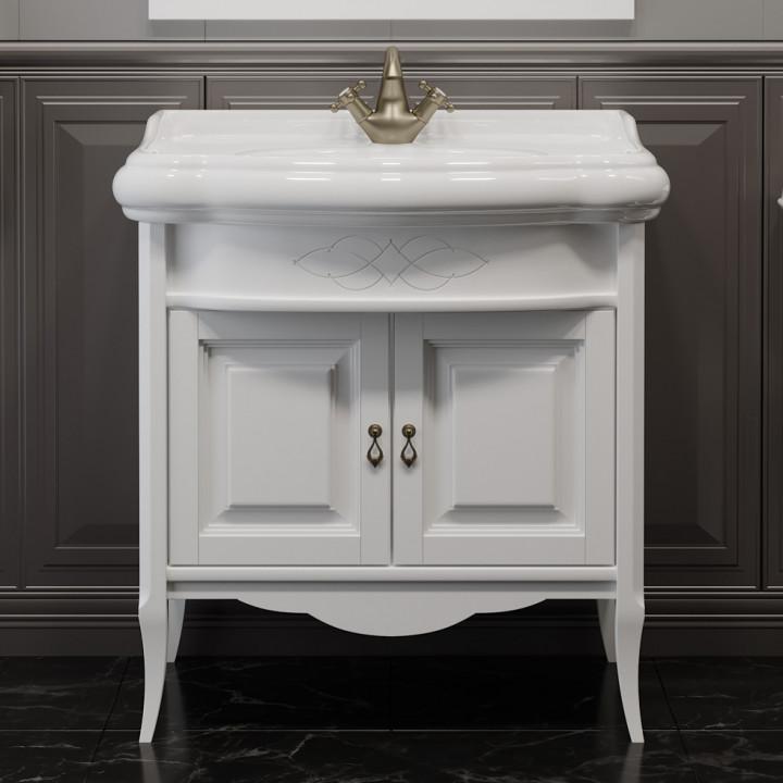 Тумба Opadiris Лоренцо 80, цвет белый без патины купить по цене 67 540 руб. с доставкой по ...